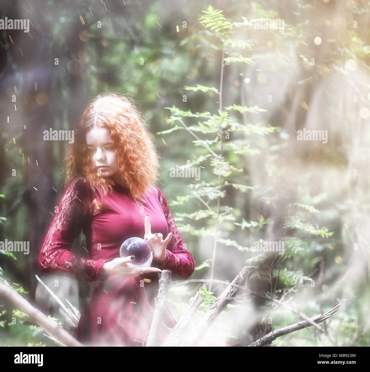 Witch ritual in a forest Stock Photo - Alamy