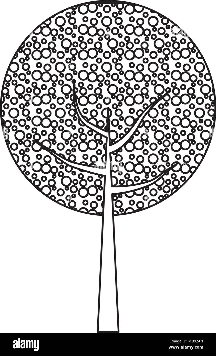 line nature tree with stem and leaves design Stock Vector Image & Art ...