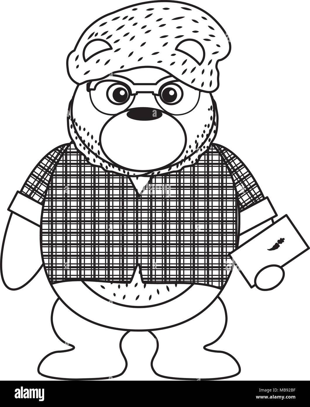 line character bear animal with shirt and hat Stock Vector Image & Art ...
