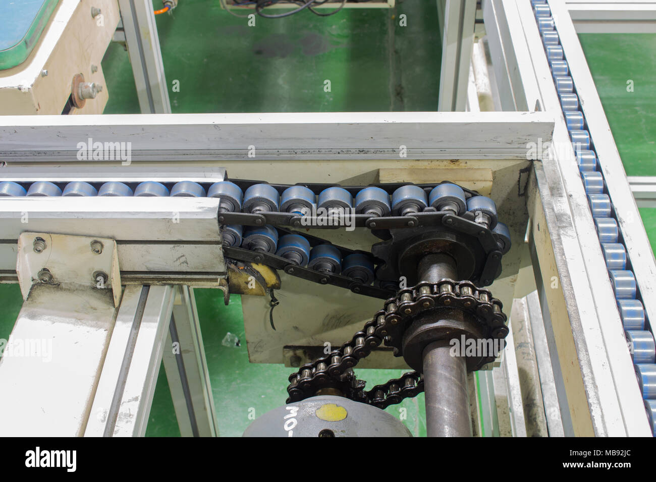 Conveyor chain drive shaft production line of the factory Stock Photo ...