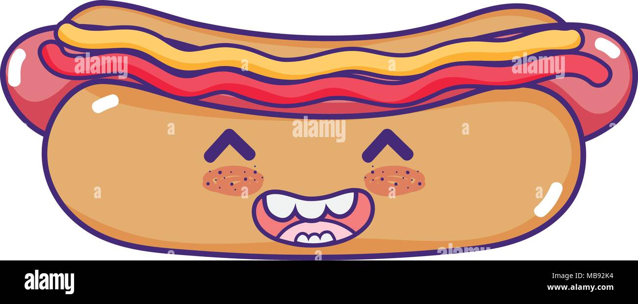 kawaii happy hot dog with sauces Stock Vector Image & Art - Alamy