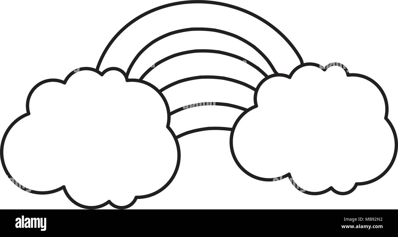 line bright rainbown nature with clouds in the sky Stock Vector Image ...