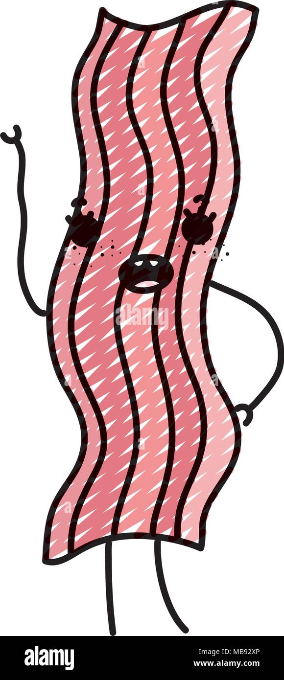doodle kawaii happy bacon with arms and legs Stock Vector Image & Art ...