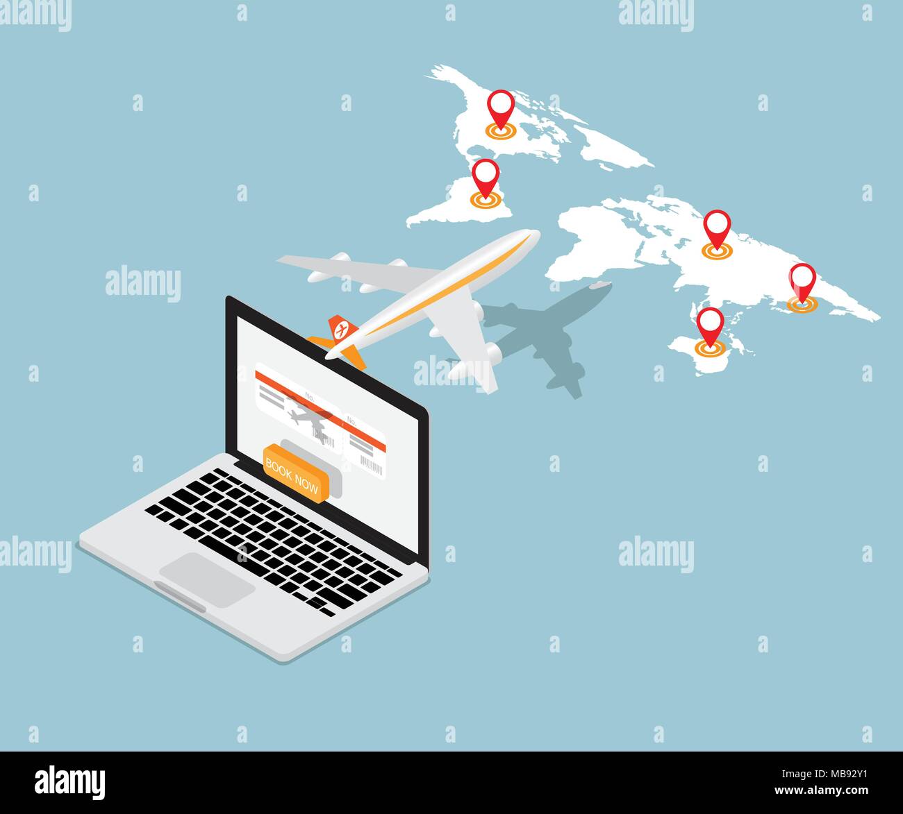 Holiday booking laptop Stock Vector Images - Alamy