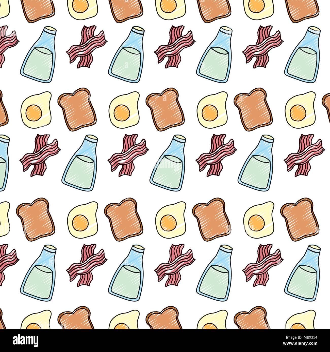 doodle delicious breakfast meal protein background Stock Vector Image ...