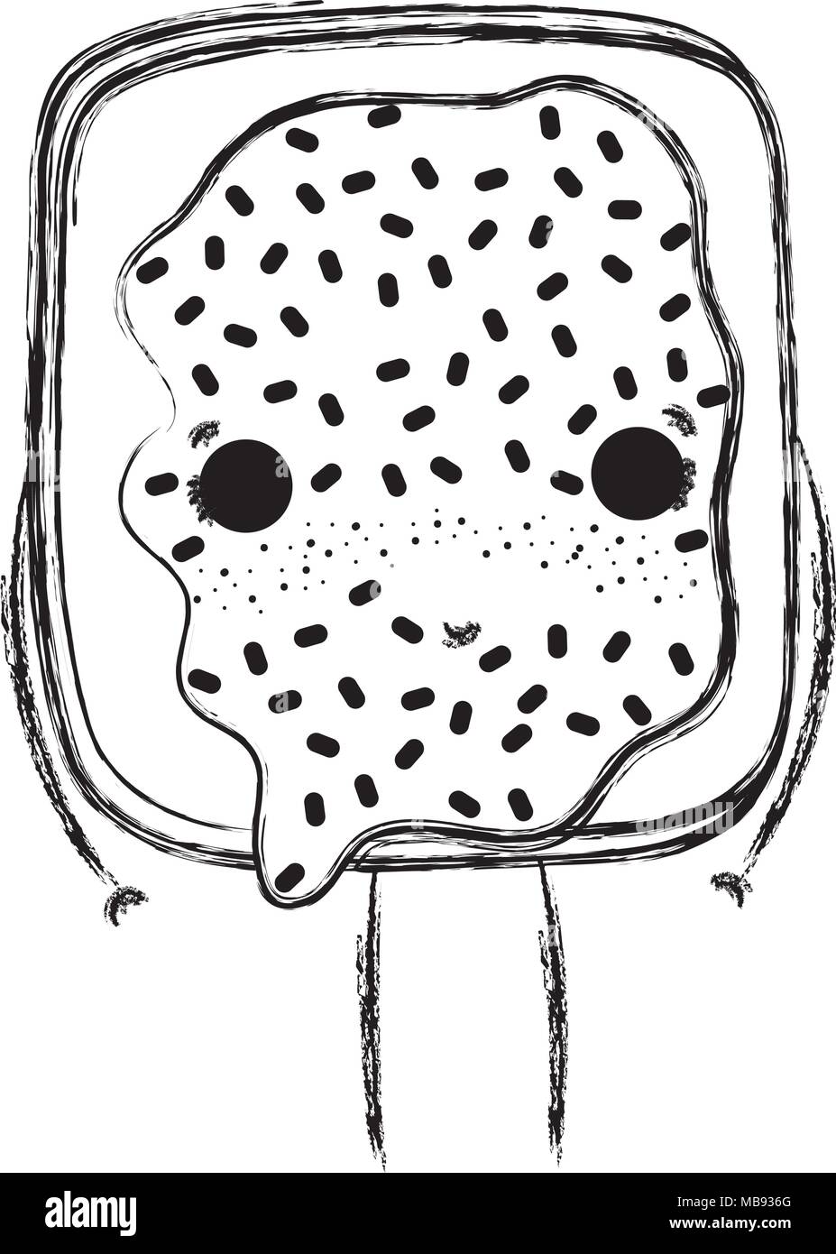 grunge kawaii shy slice bread with delicious cream Stock Vector Image ...