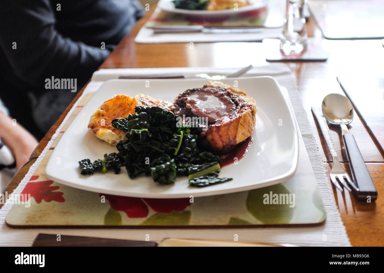 Traditional home made Beef Wellington with fillet of beef in puff ...