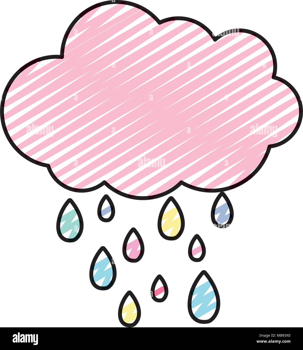 doodle nature cloud raining weather in the sky Stock Vector Image & Art ...
