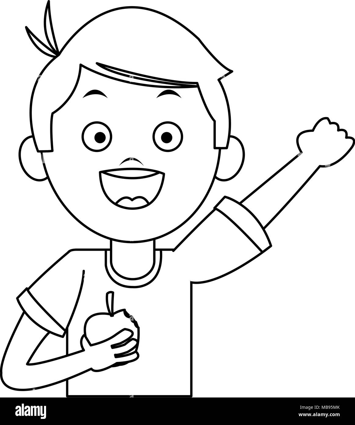 Cute boy with apple Stock Vector Image & Art - Alamy