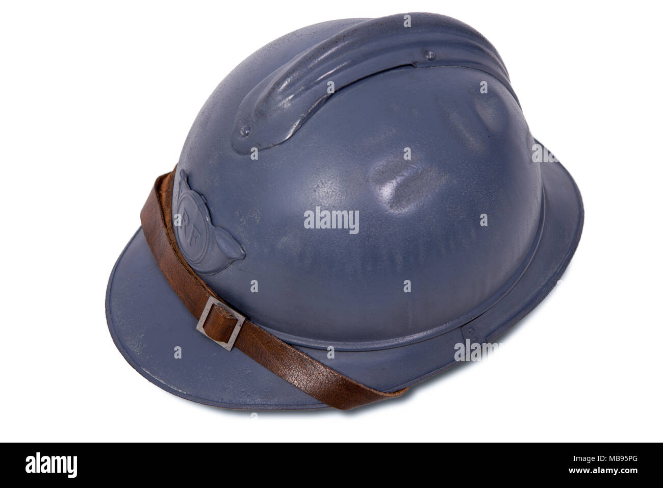 french military helmet of the First World War isolated on the white ...