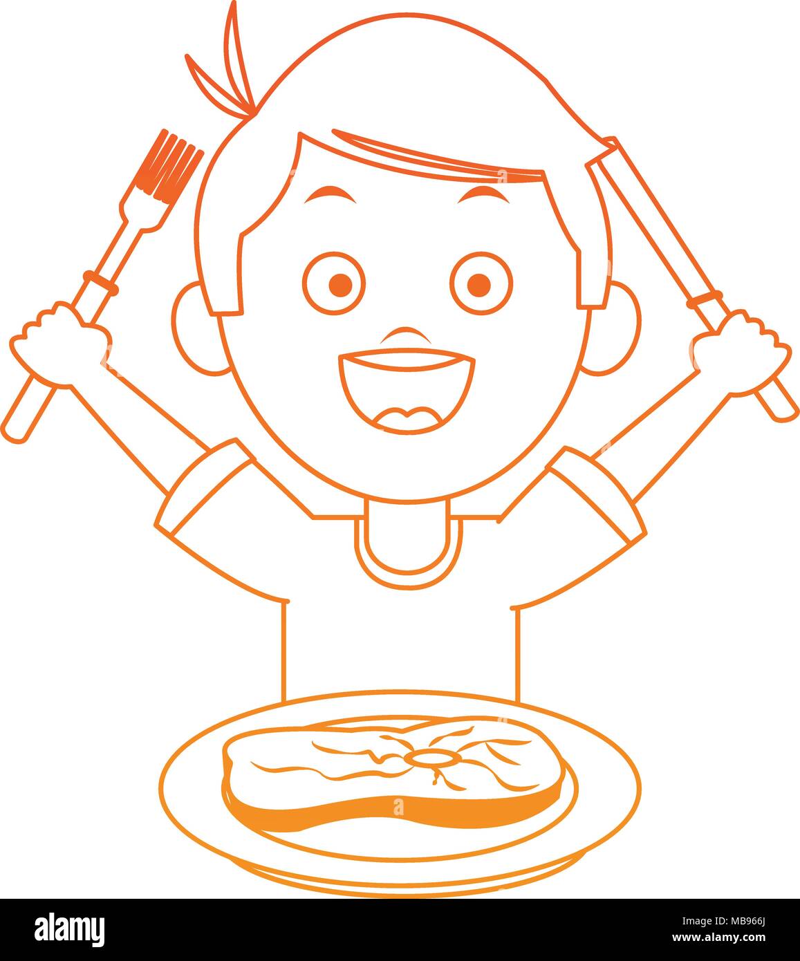 Cute boy holding cutlery Stock Vector Image & Art - Alamy