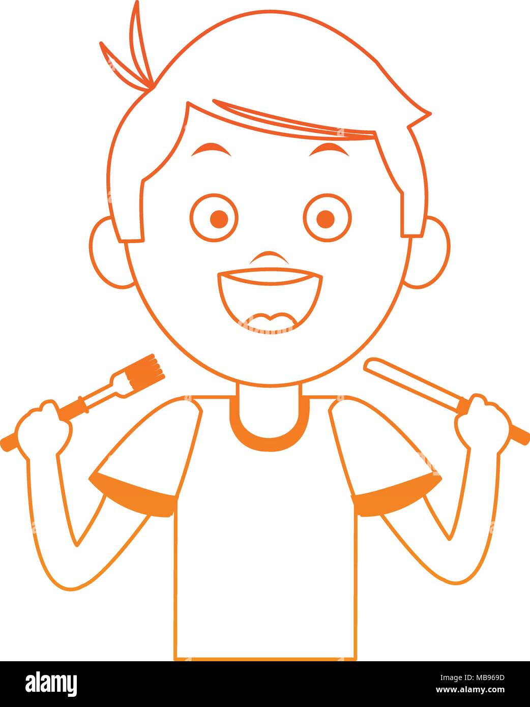 Cute boy holding cutlery Stock Vector Image & Art - Alamy