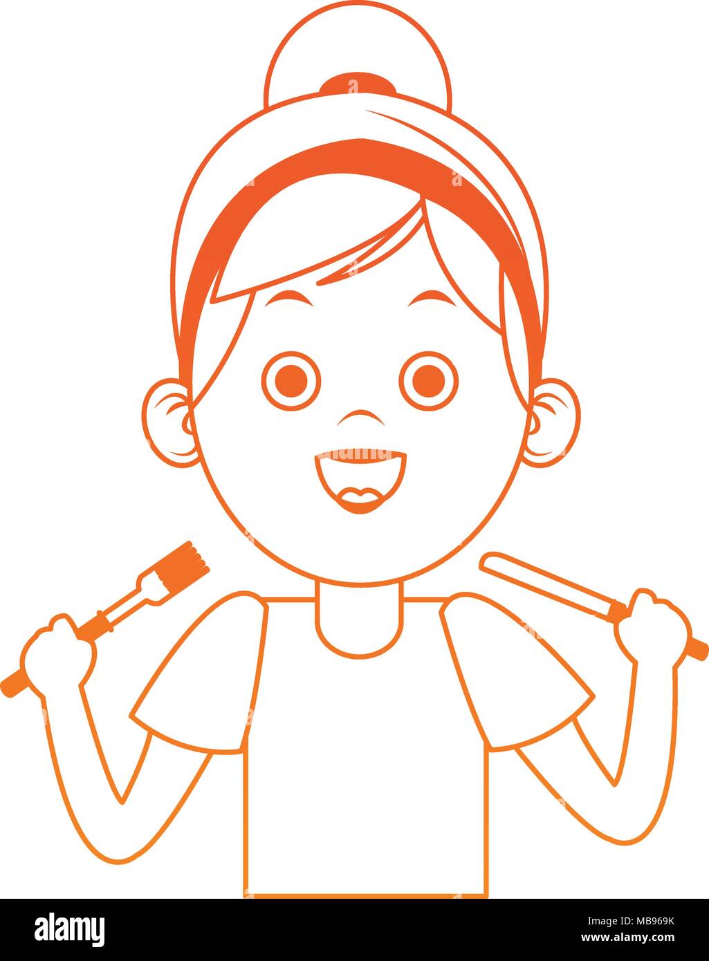 Beautiful little girl holding cutlery Stock Vector Image & Art - Alamy