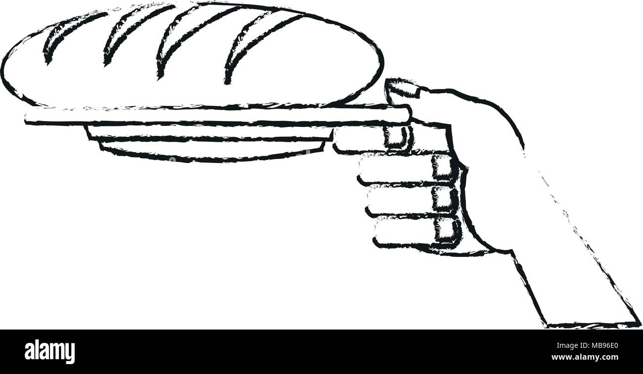 Hand holding bread on dish sketch Stock Vector Image & Art - Alamy