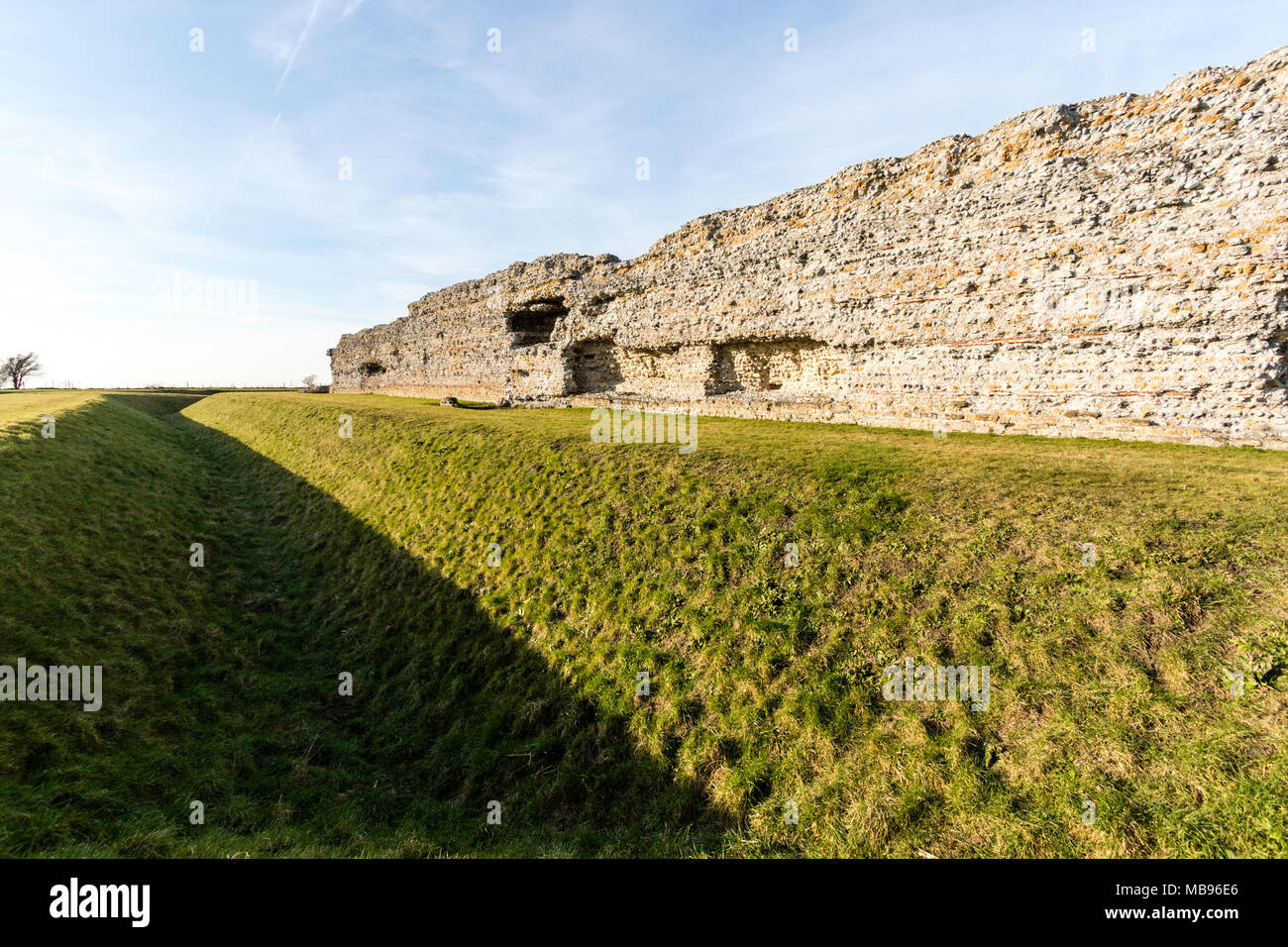 England, Richborough Roman castle. 3rd century Saxon Shore south wall ...