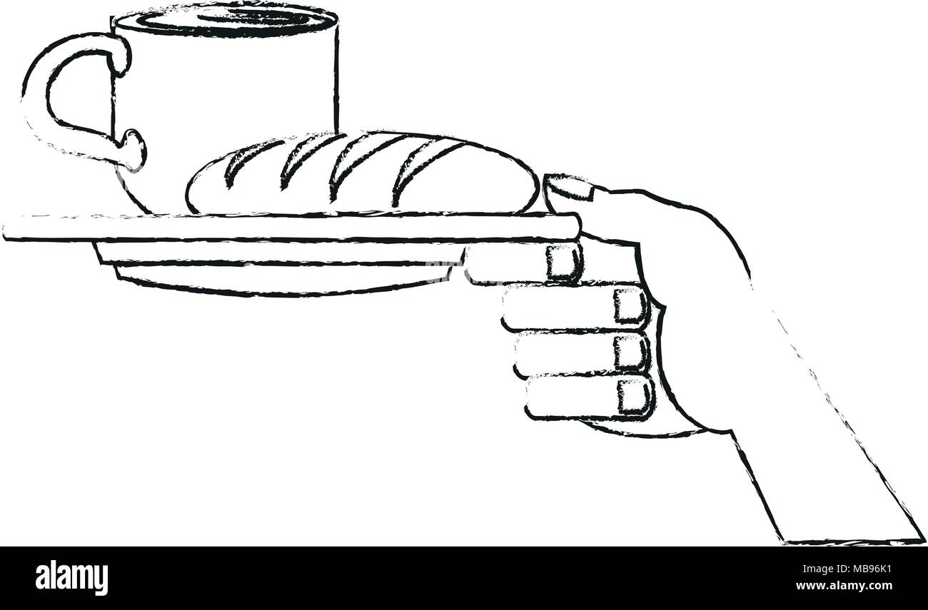 Hand holding breakfast sketch Stock Vector Image & Art - Alamy