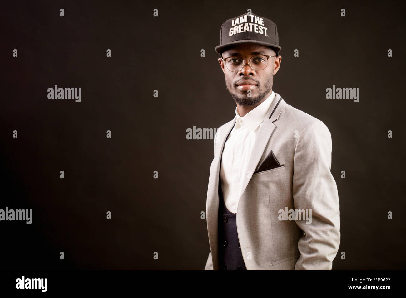 close up photo of rapper wearing formal clothing Stock Photo - Alamy