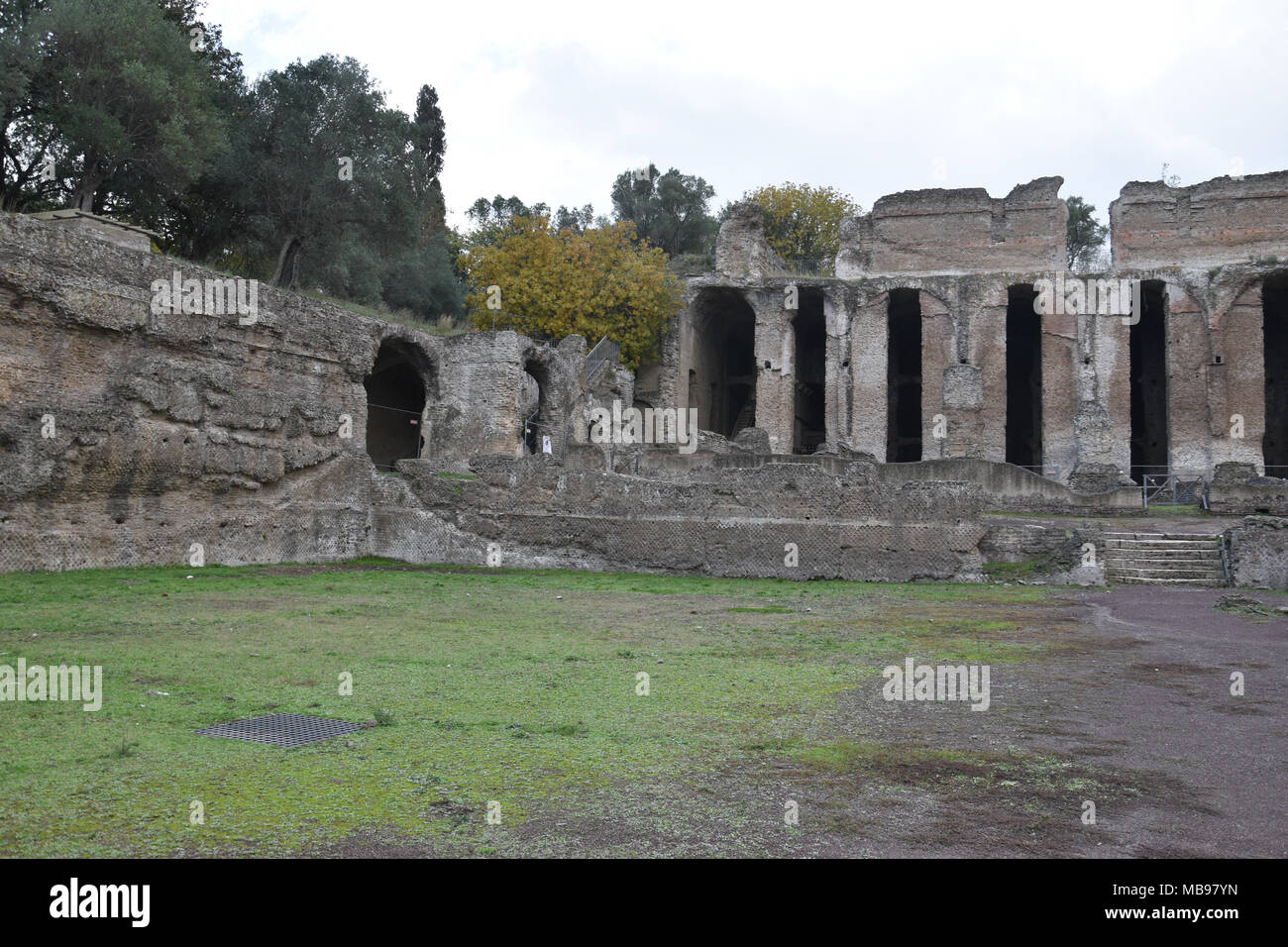 Walls of the Pretoria at Hadrian's Villa, Tivoli Italy. The villa was ...