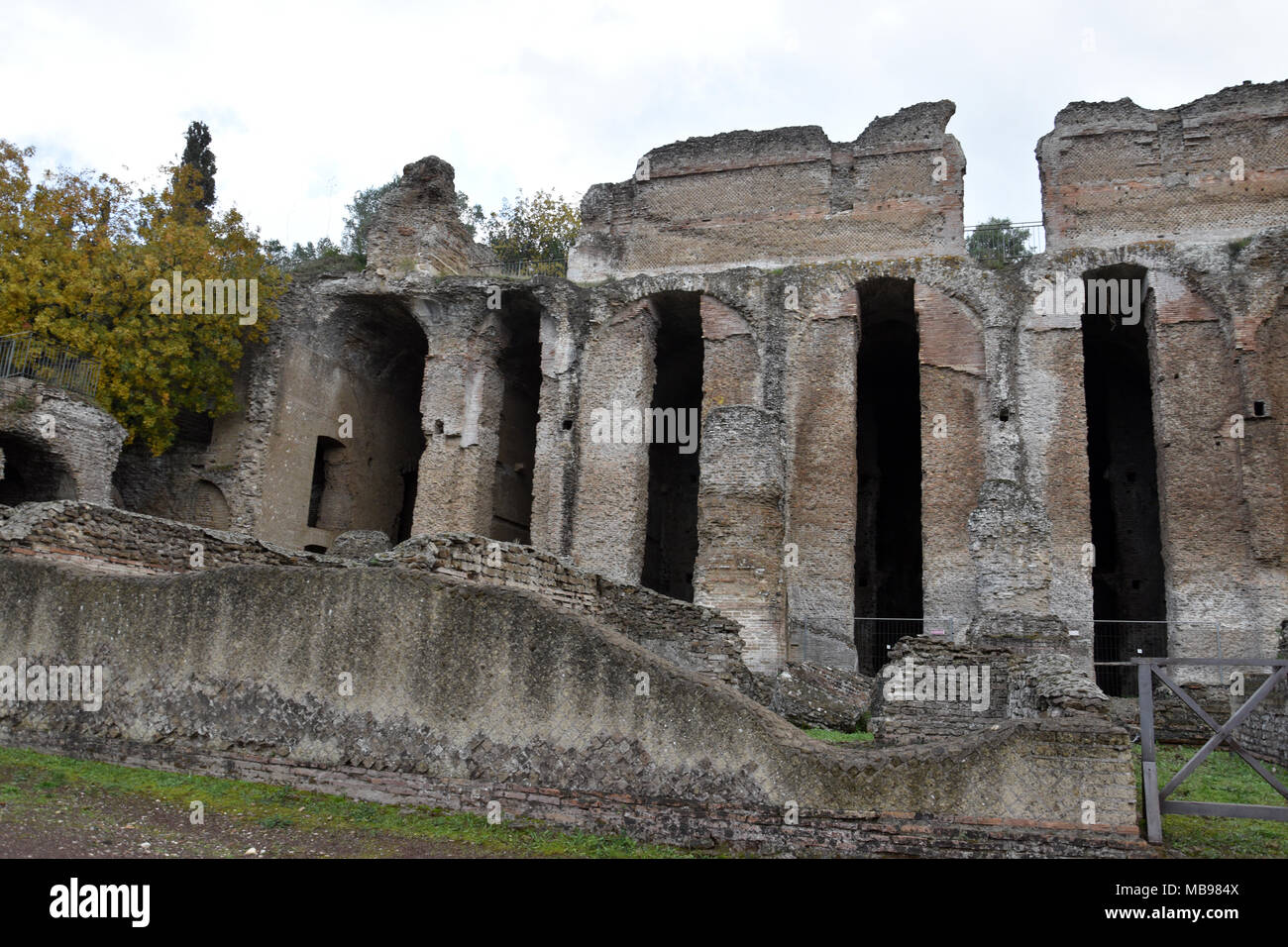Walls of the Pretoria at Hadrian's Villa, Tivoli Italy. The villa was ...