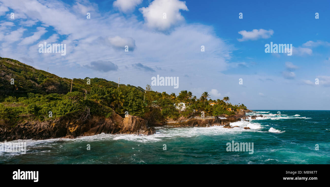 Toco Trinidad and Tobago West Indies rough sea beach cliff edge ...