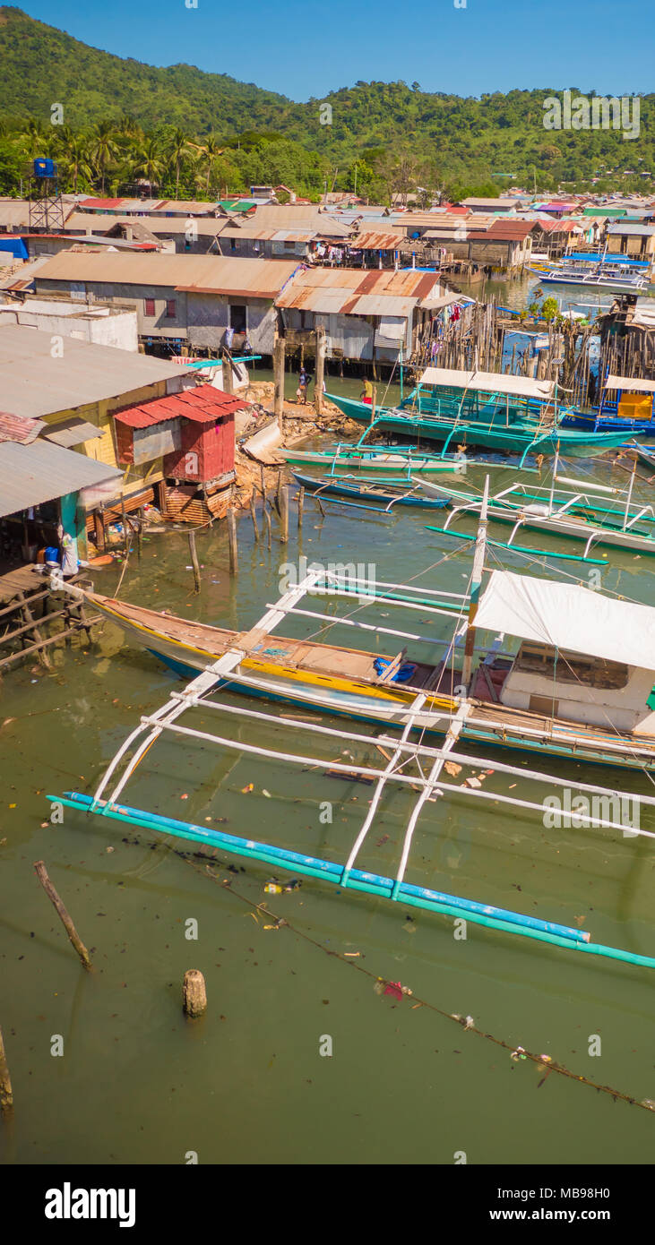 Coron bay with and pier. Sulu Sea. Palawan. Philippines. Busuanga ...