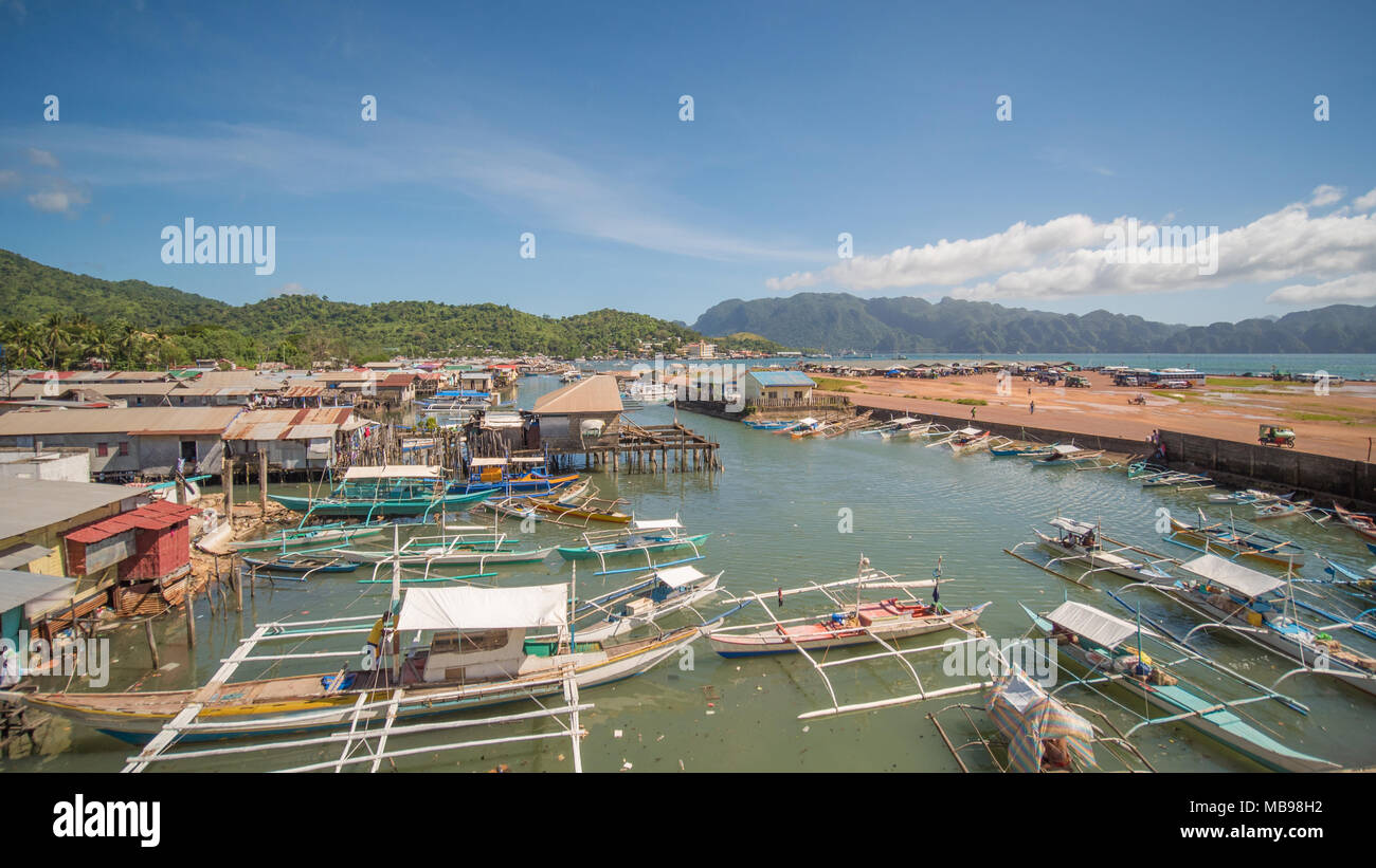Coron bay with and pier. Sulu Sea. Palawan. Philippines. Busuanga ...