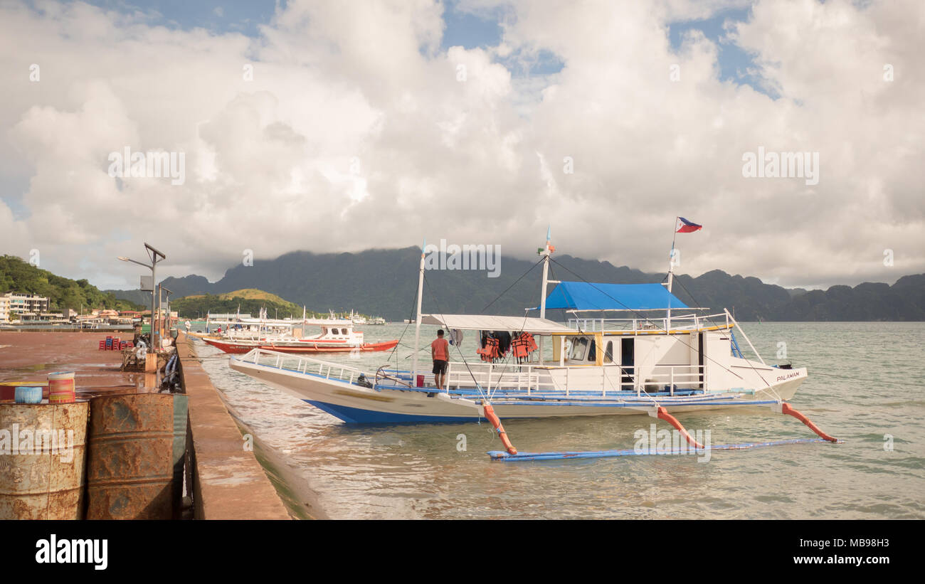 Coron bay with and pier. Sulu Sea. Palawan. Philippines. Busuanga ...