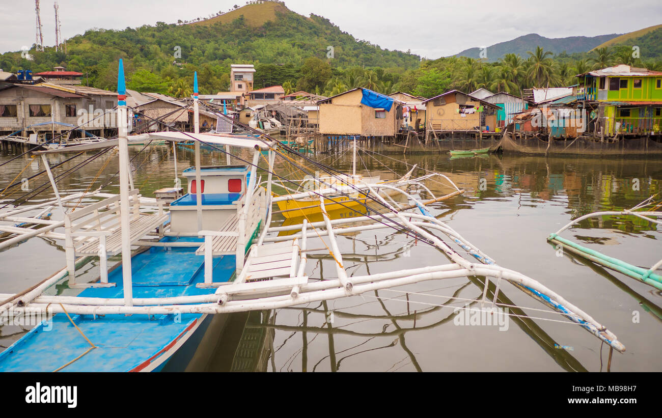Coron bay with and pier. Sulu Sea. Palawan. Philippines. Busuanga ...