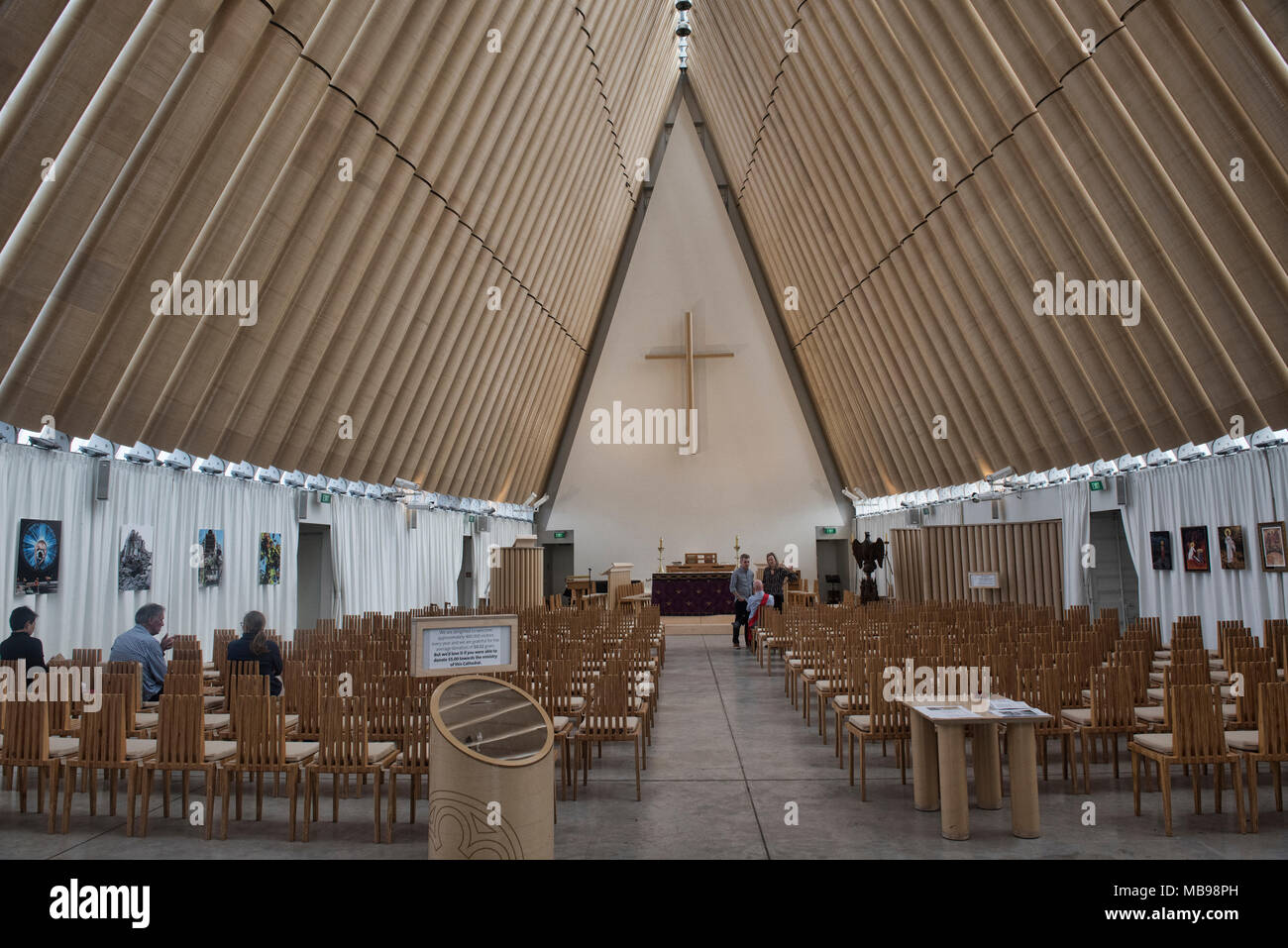The interior of the unique Cardboard Cathedral, made out of cardboard ...