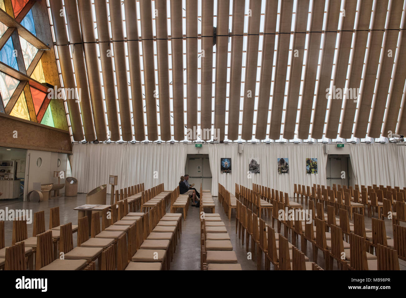 The interior of the unique Cardboard Cathedral, made out of cardboard ...