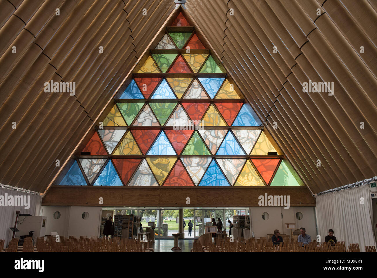 The interior of the unique Cardboard Cathedral, made out of cardboard ...
