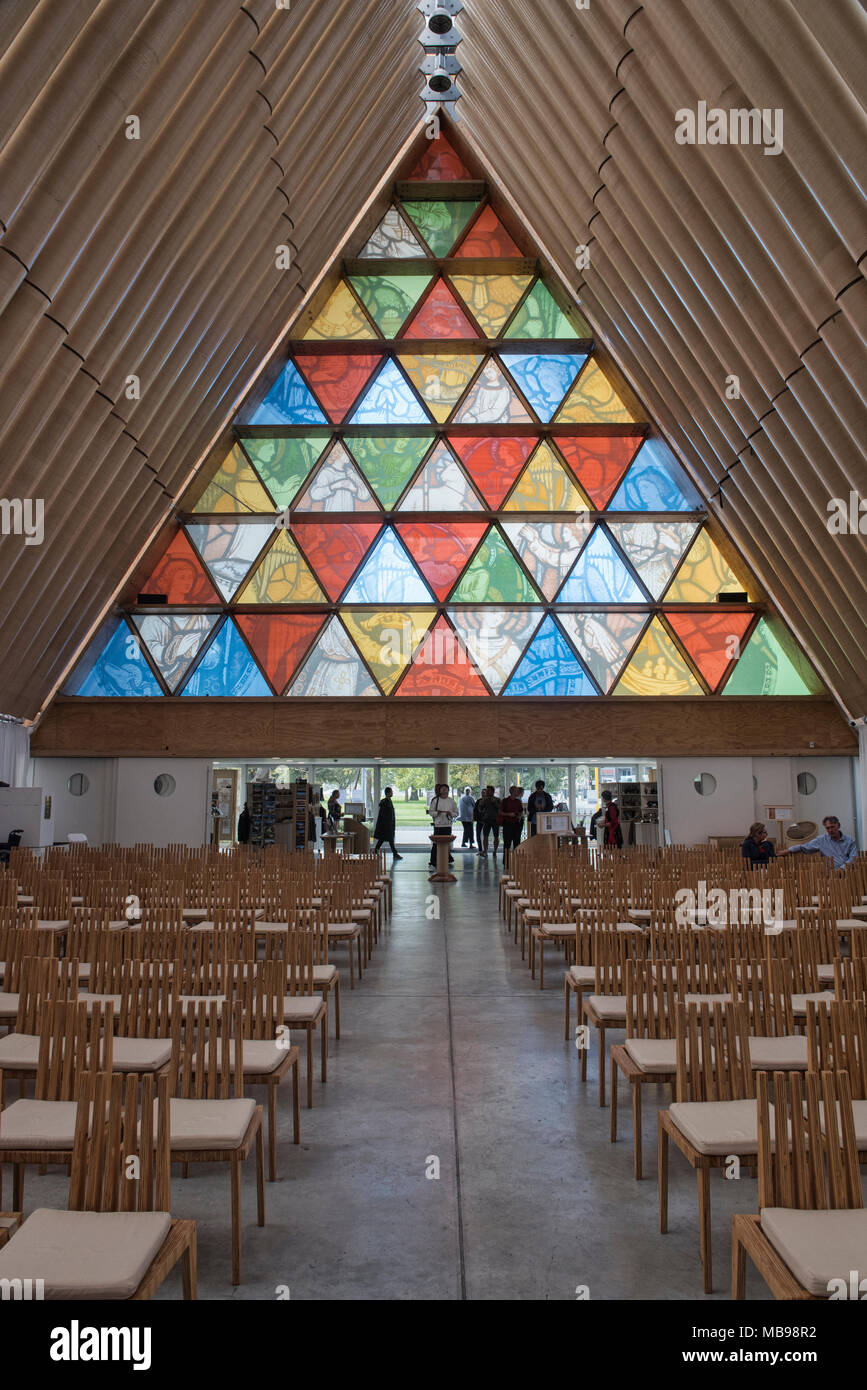 The interior of the unique Cardboard Cathedral, made out of cardboard ...