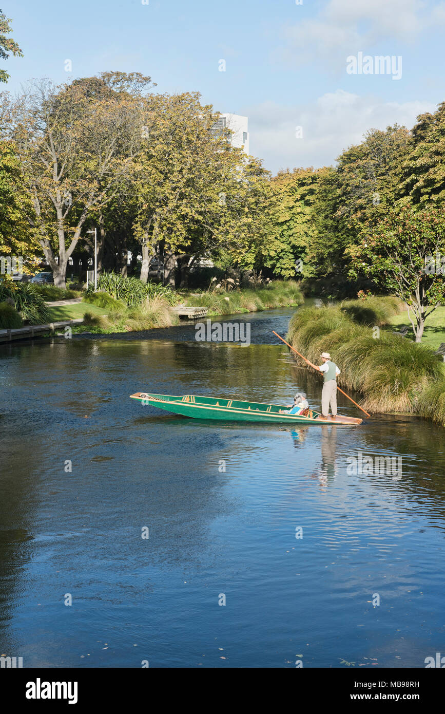 Punting on the Avon River, Christchurch, New Zealand Stock Photo - Alamy