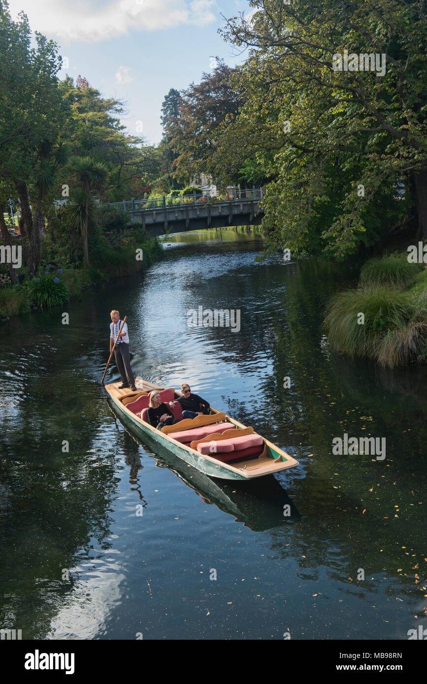 Punting on the Avon River, Christchurch, New Zealand Stock Photo - Alamy