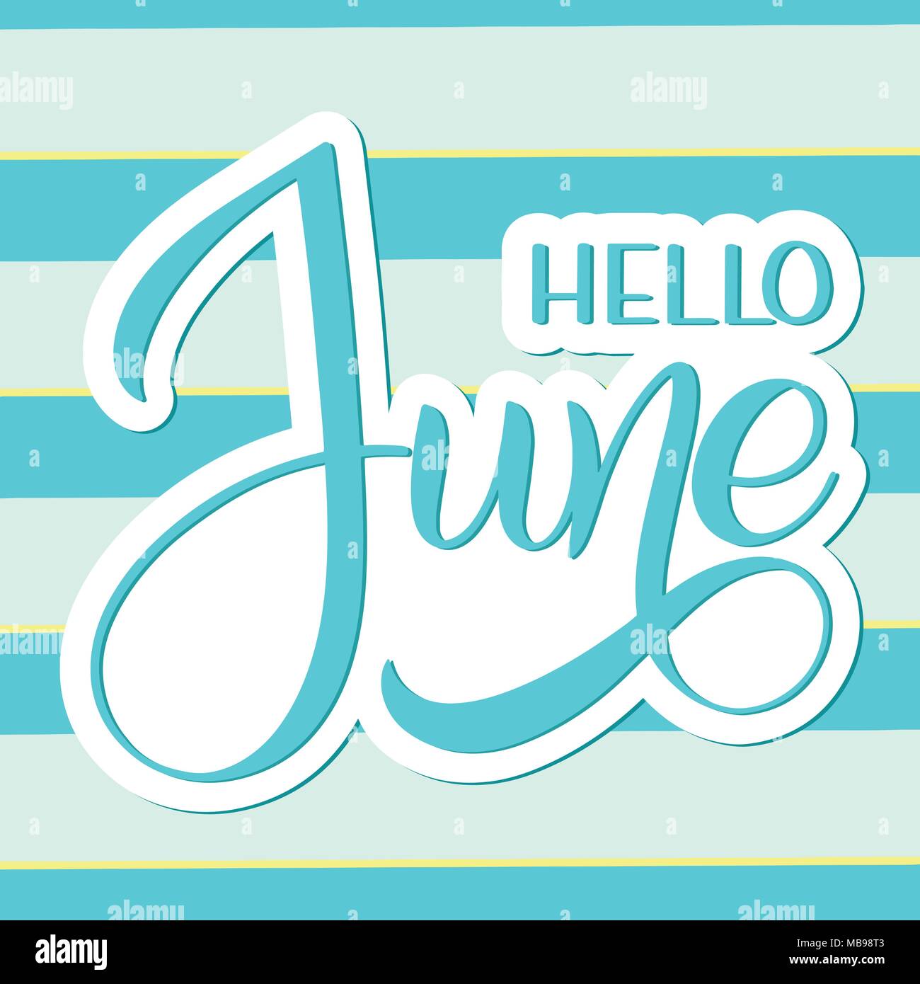 Hello June lettering. Elements for invitations, posters, greeting cards ...