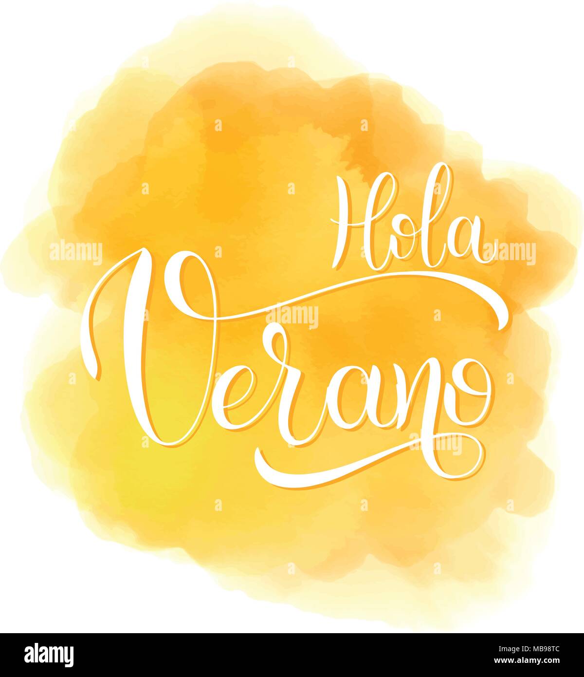Hola Verano. Hello Summer lettering on Spainish. Elements for ...