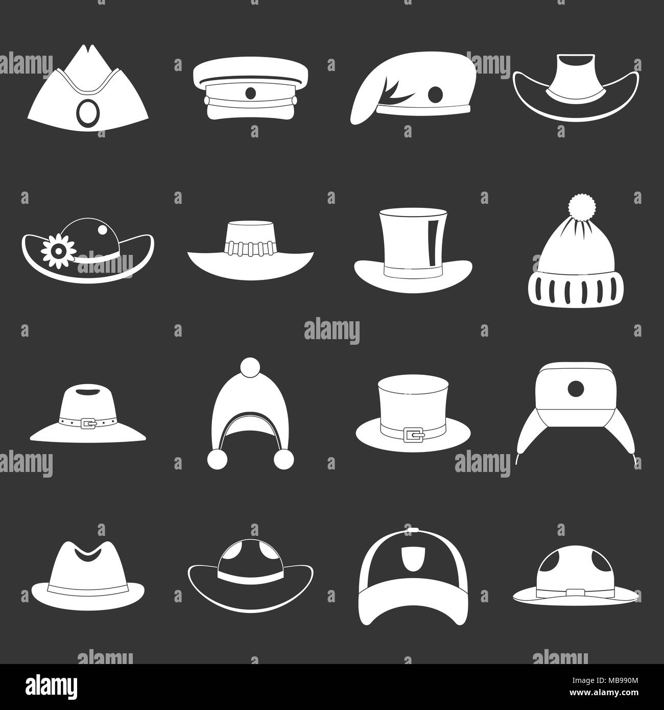 Headdress hat icons set grey vector Stock Vector Image & Art - Alamy