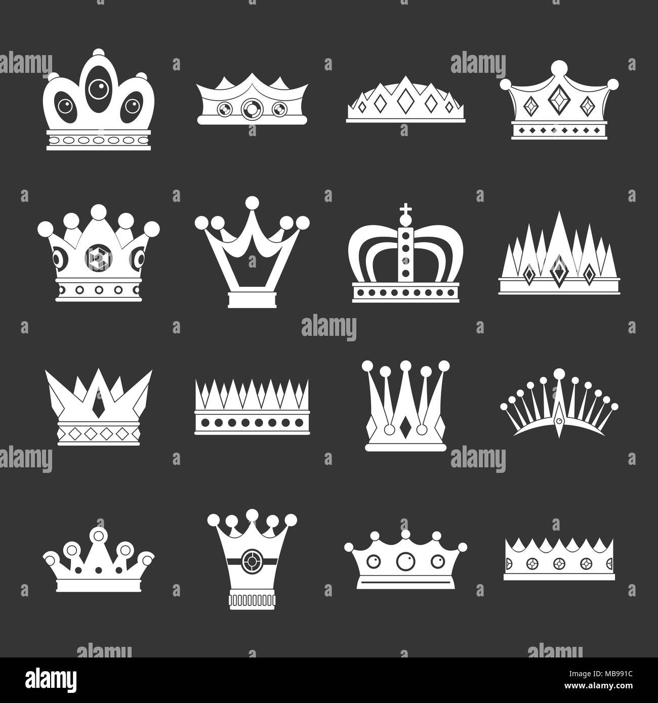 Crown Icons Set Grey Vector Stock Vector Image And Art Alamy