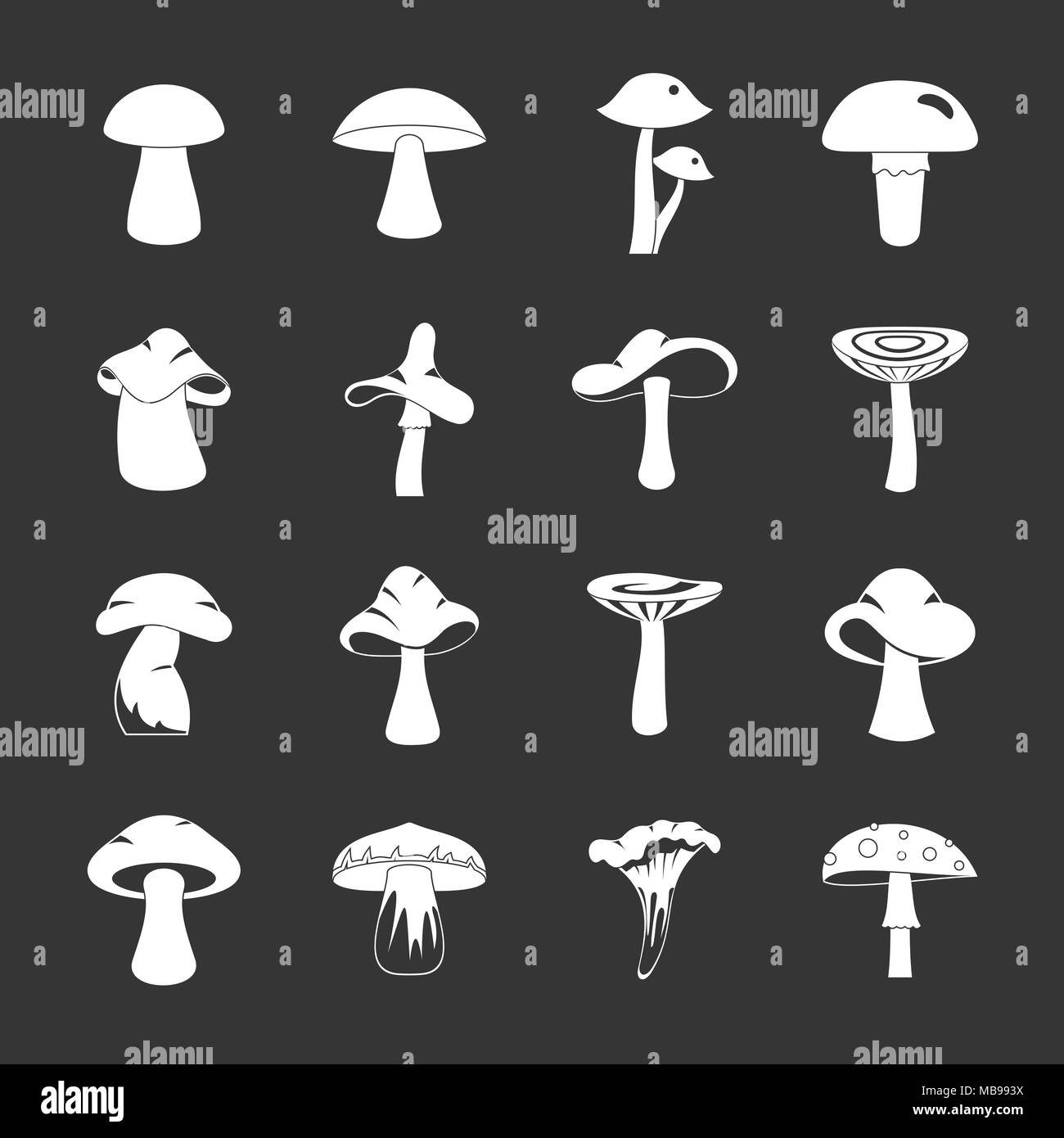 White mushrooms grow in Black and White Stock Photos & Images - Alamy