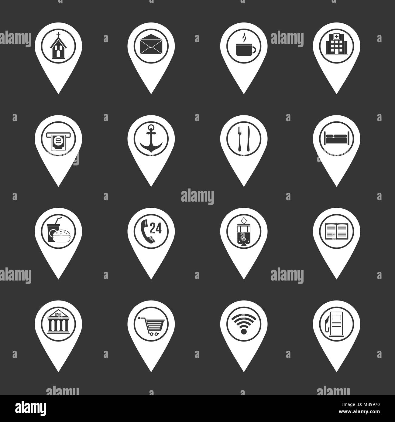 Points of interest icons set grey vector Stock Vector Image & Art - Alamy