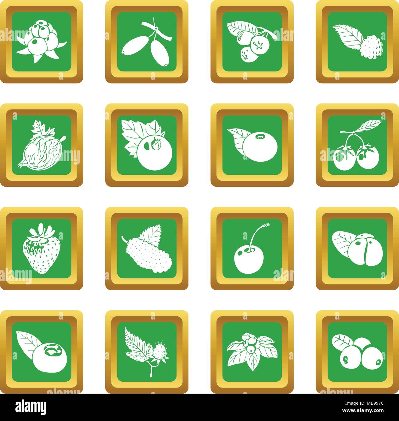 Berries icons set green square vector Stock Vector Image & Art - Alamy