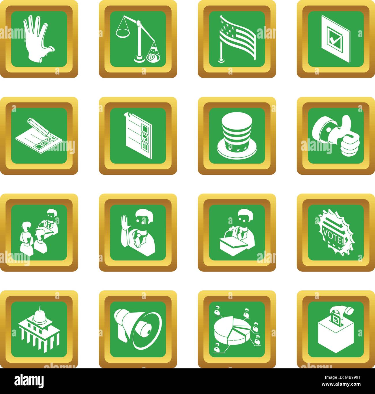 Election voting icons set green square vector Stock Vector Image & Art ...