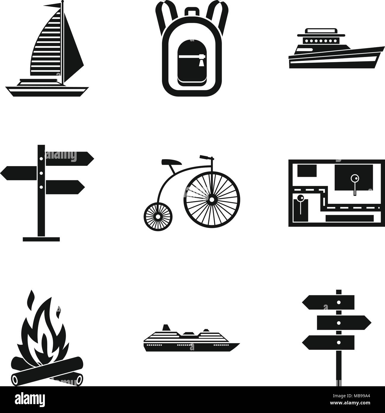 Departure icons set, simple style Stock Vector Image & Art - Alamy