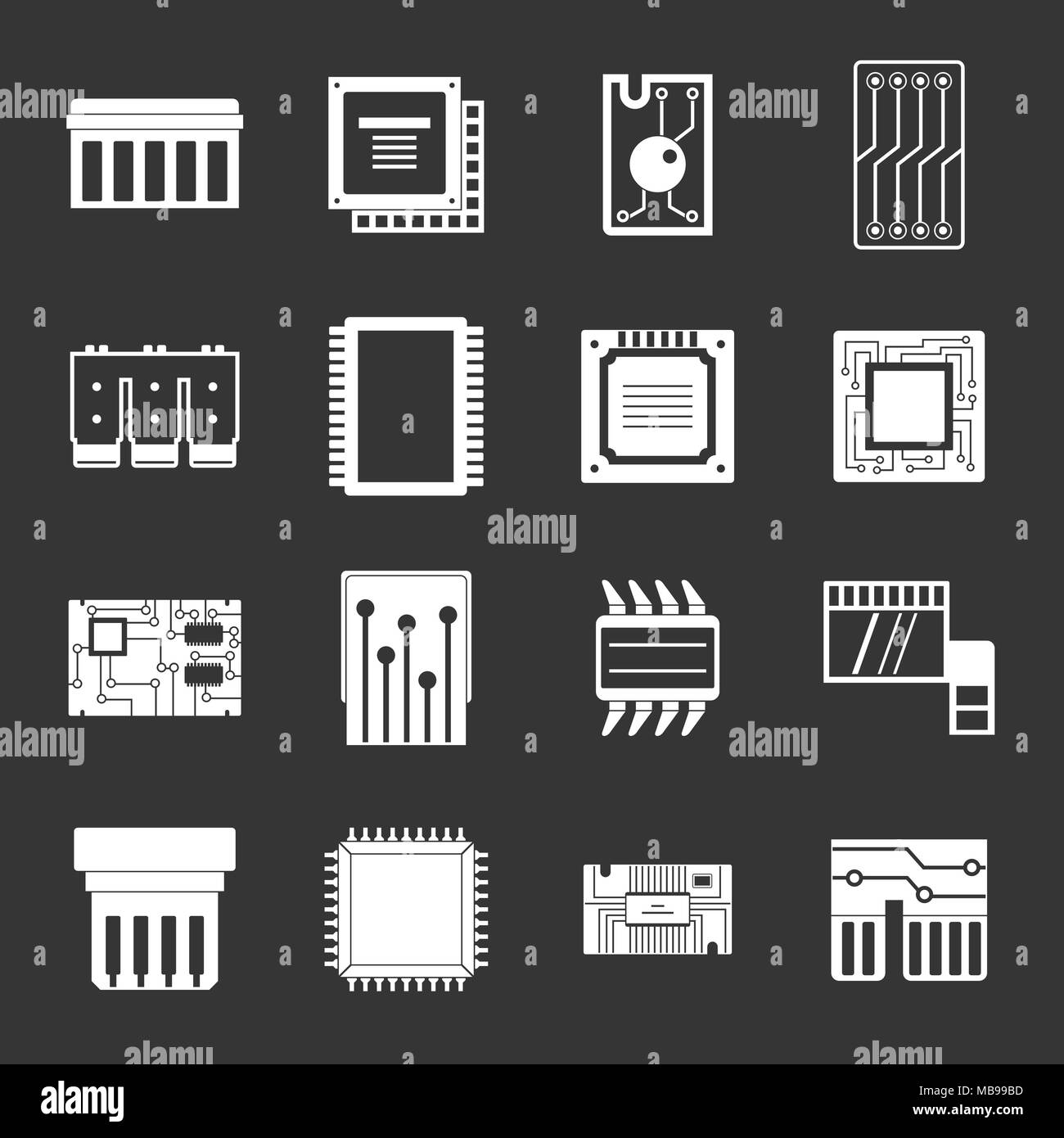 Computer chips icons set grey vector Stock Vector Image & Art - Alamy
