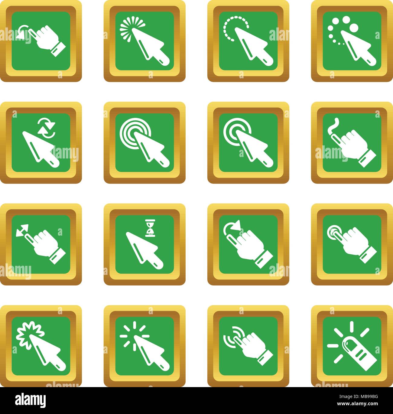 Hand click icons set green square vector Stock Vector Image & Art - Alamy