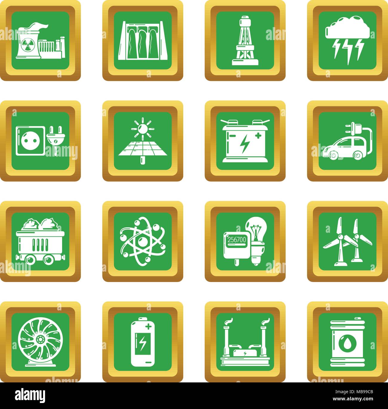 Energy sources icons set green square vector Stock Vector Image & Art ...