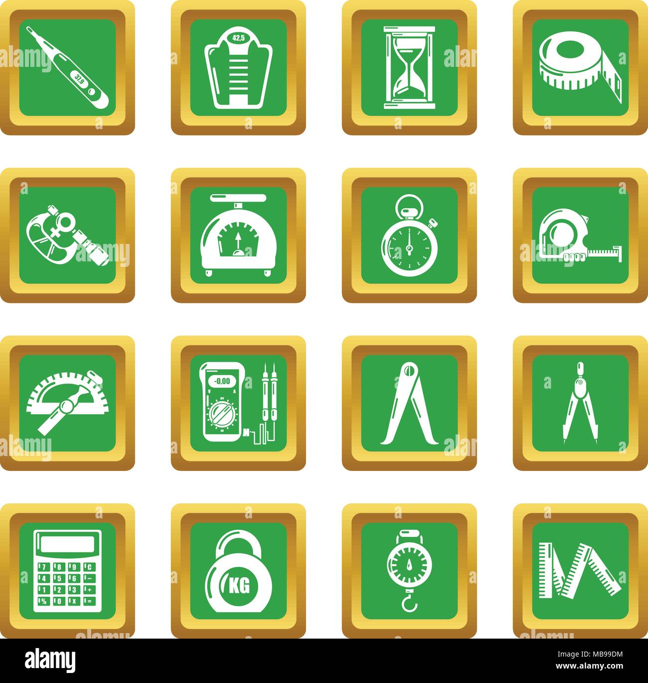 Measure precision icons set green square vector Stock Vector Image ...