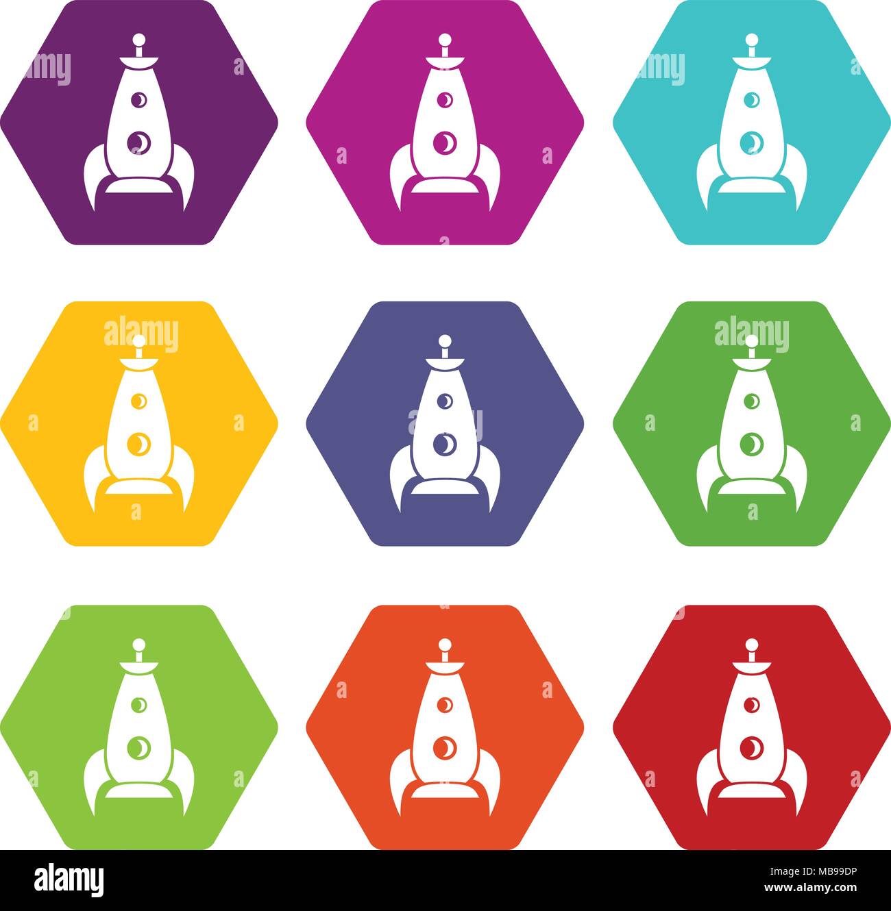 Rocket futuristic icons set 9 vector Stock Vector Image & Art - Alamy