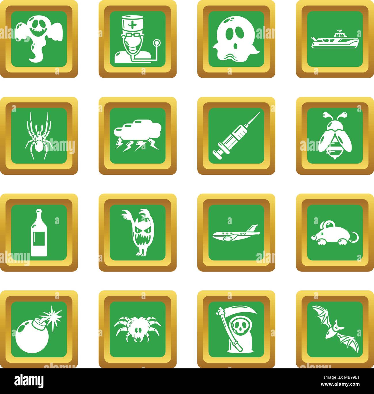 Fears phobias icons set green square vector Stock Vector Image & Art ...