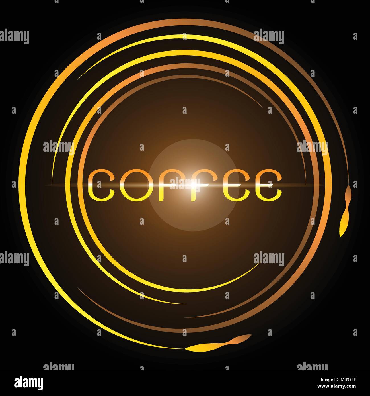 Design coffee glowing bright circle, stock vector Stock Vector Image ...